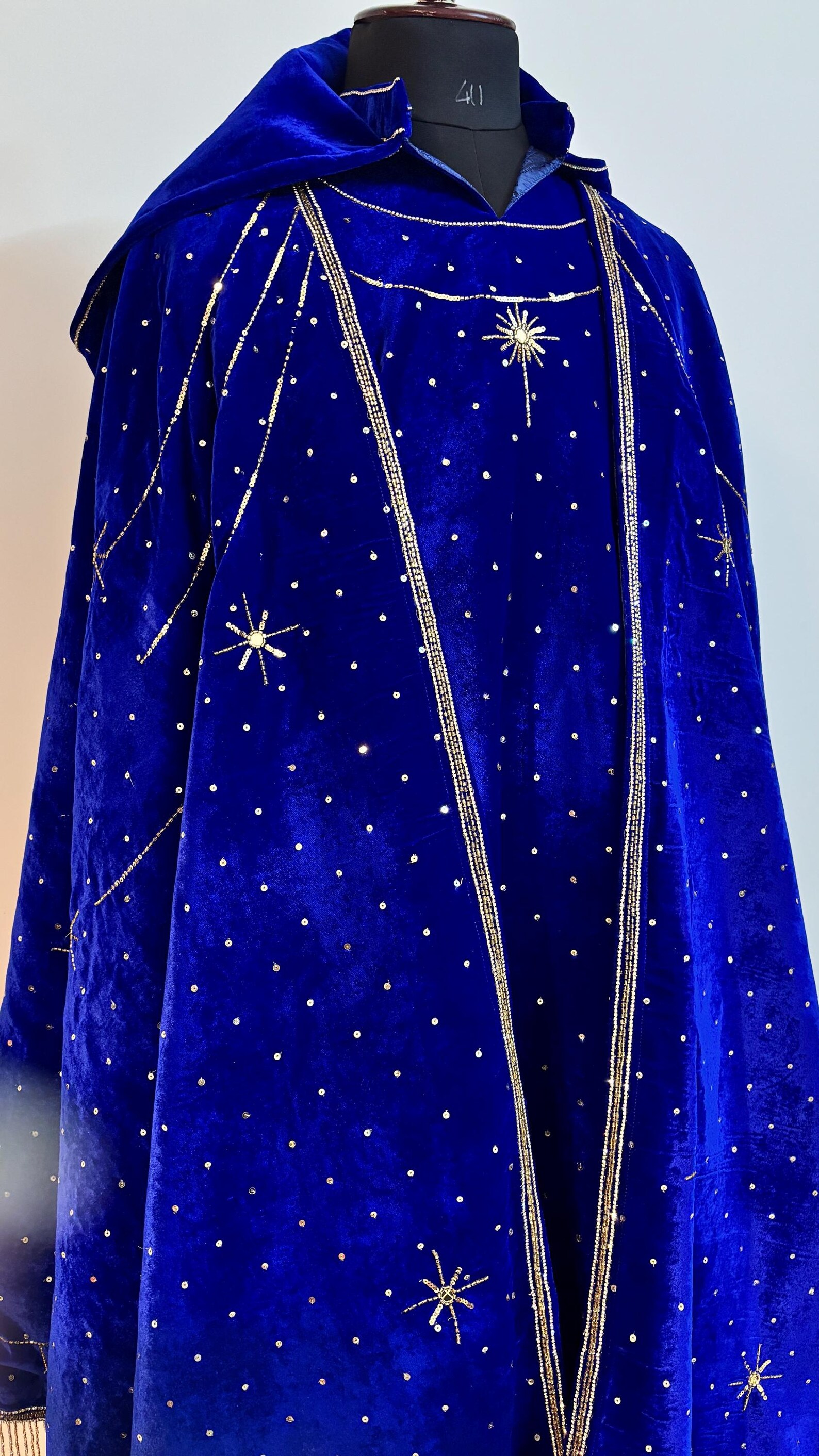 Custom Starry Night Cloak Golden Embroidery Velvet Cape Celestial ...