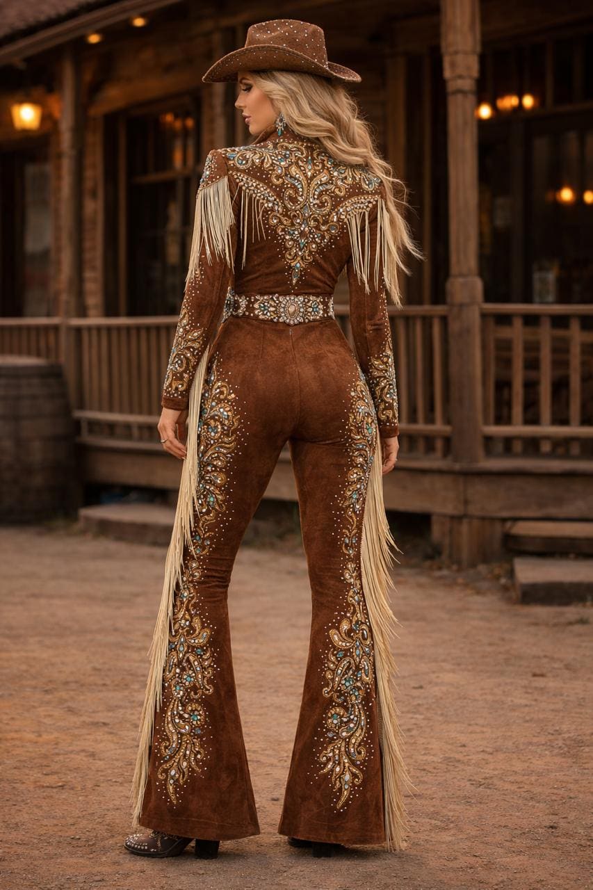 Customized Western Rhinestone Fringe Jumpsuit for Women | Cowgirl Rodeo ...