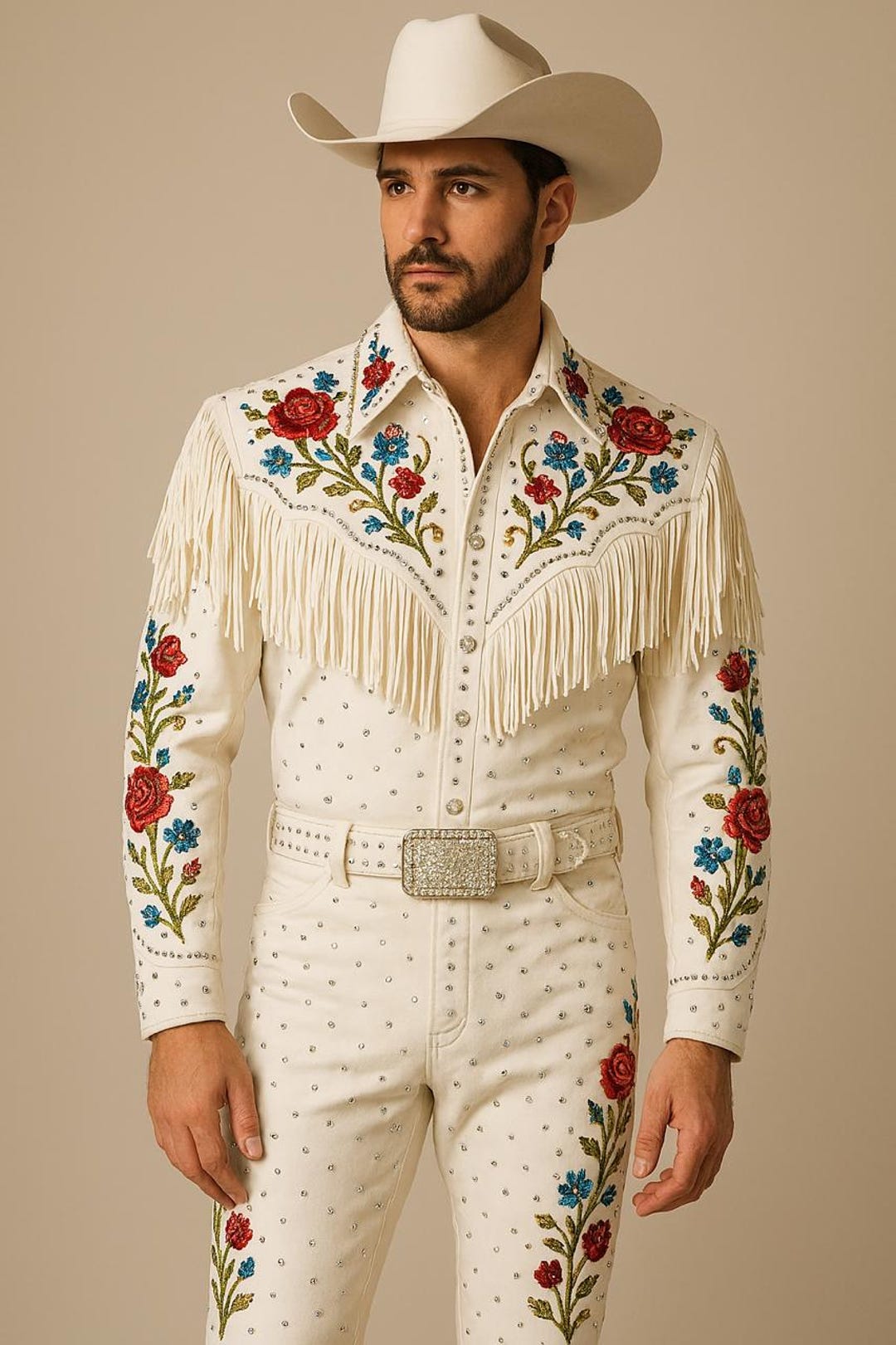 Customized Vintage Style Western Cowboy Suit | Embroidered Floral ...