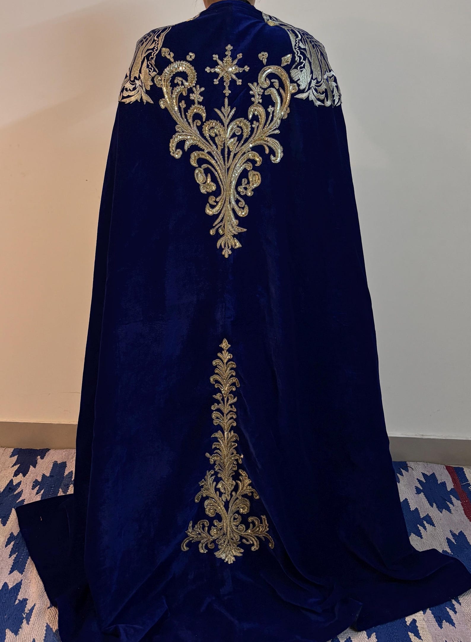 Custom Royal Blue Velvet Embroidered Men Cape Suit Regal Groom Outfit ...