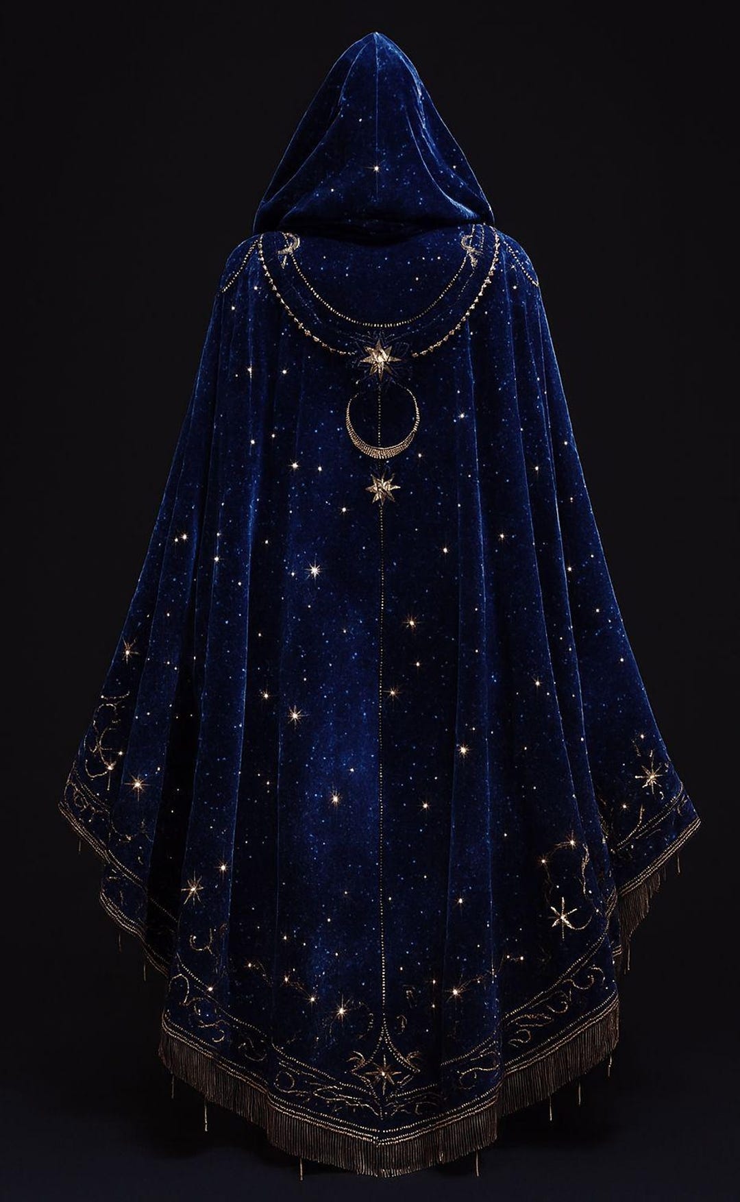 Custom Starry Night Cloak Golden Embroidery Velvet Cape Celestial ...