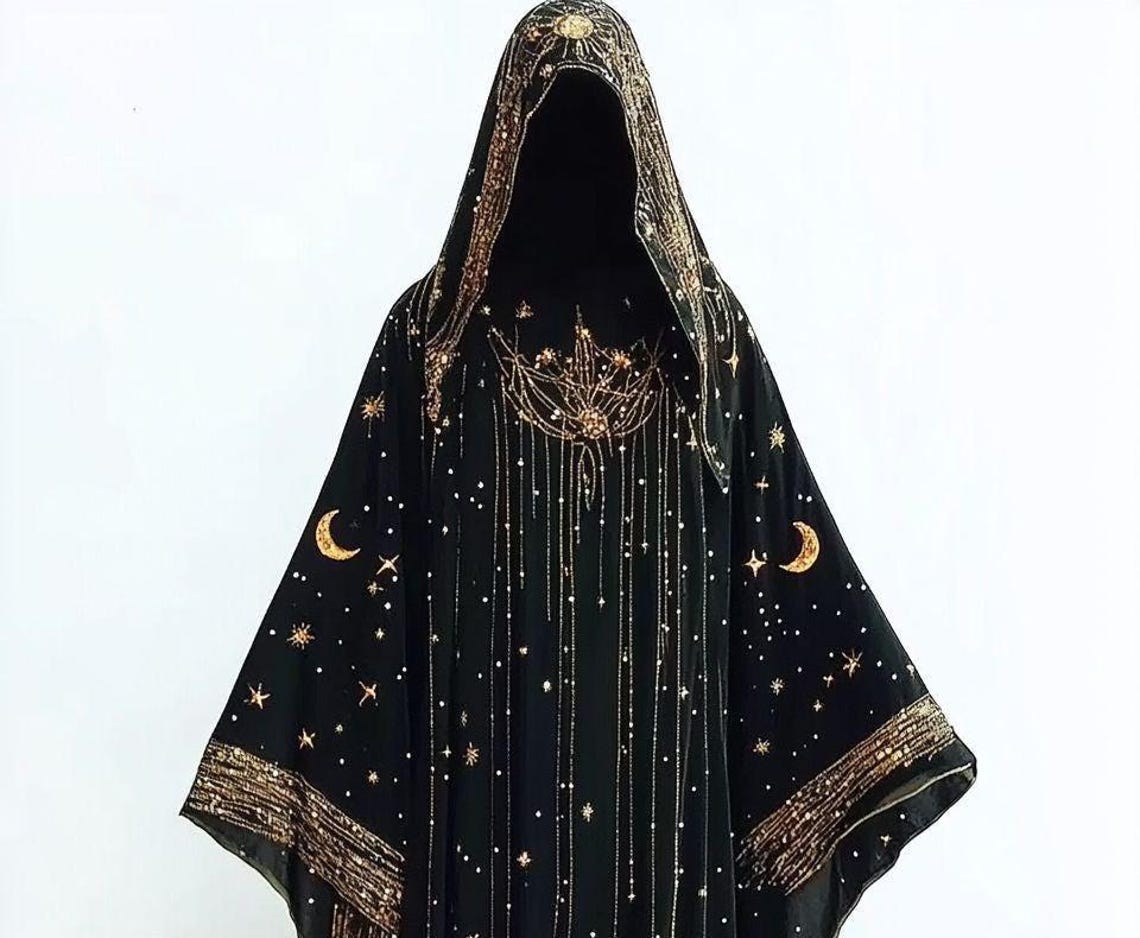 Celestial Hooded Cloak Galaxy Starry Night Robe With Moon Constellation ...