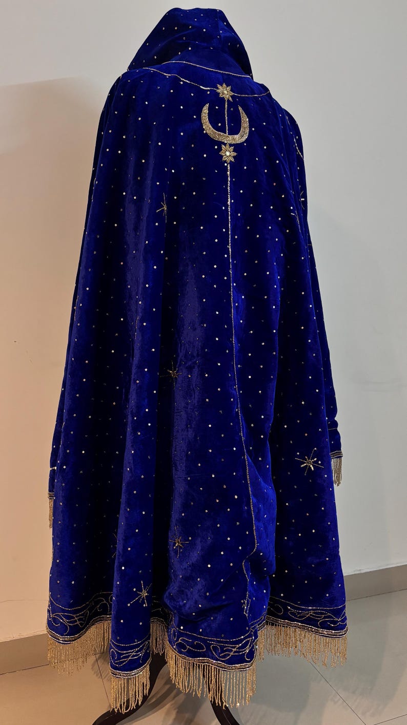 Custom Starry Night Cloak Golden Embroidery Velvet Cape Celestial ...