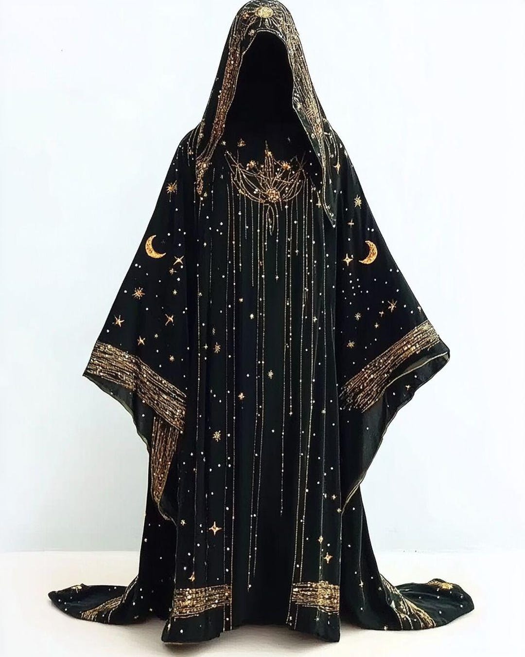 Celestial Hooded Cloak Galaxy Starry Night Robe With Moon Constellation ...