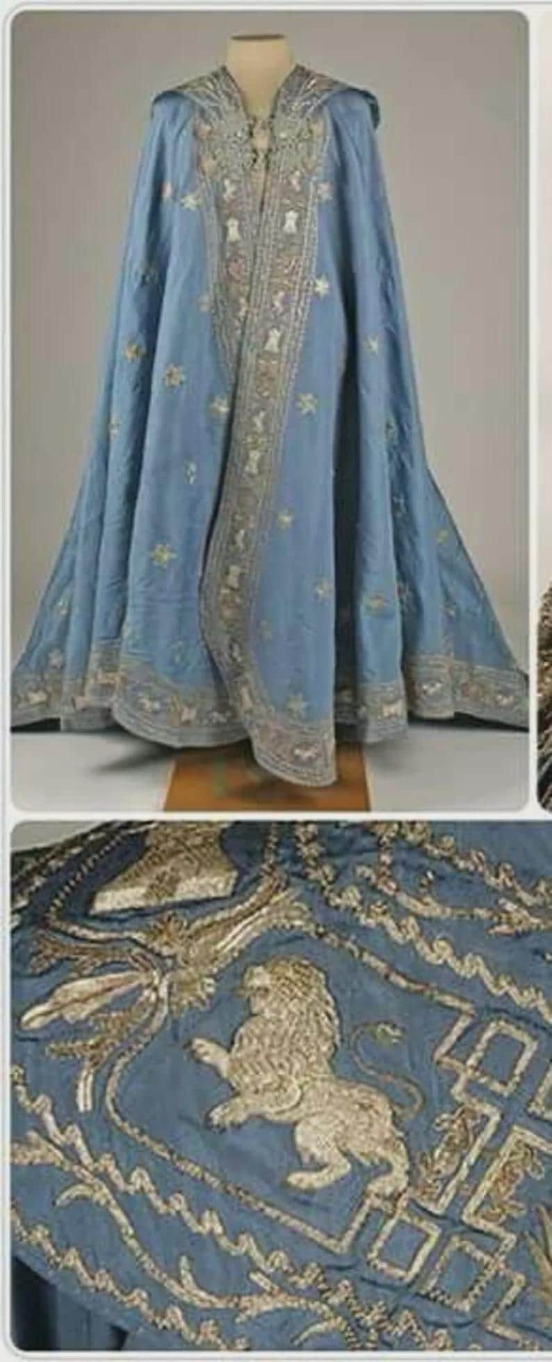 Customized Blue Embroidered Velvet Cloak Star Detailing Vintage ...