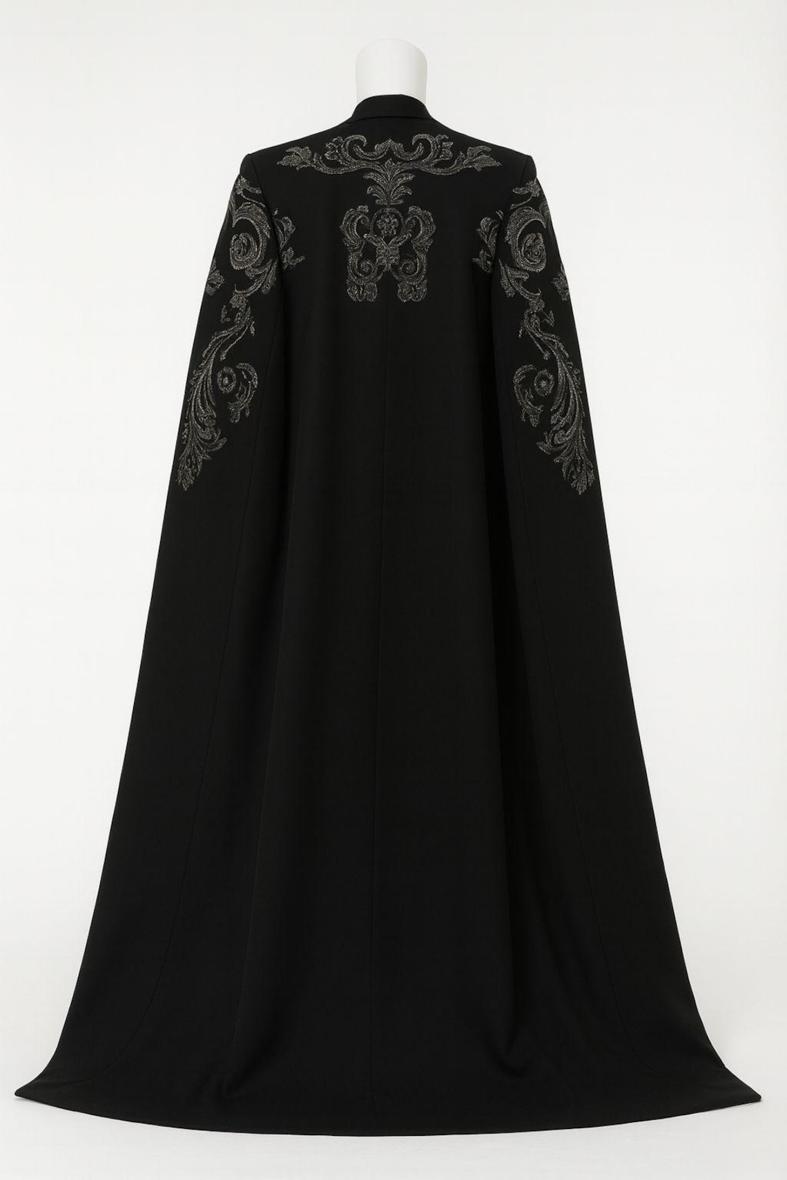 Mens Royal Black Embroidered Cape Suit | Gothic Victorian Tuxedo Long ...
