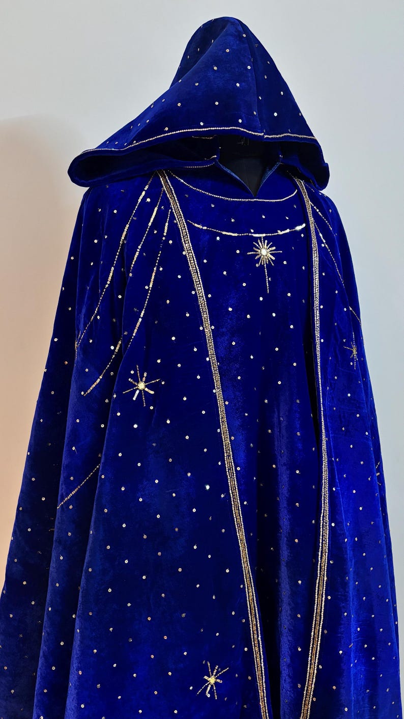 Custom Starry Night Cloak Golden Embroidery Velvet Cape Celestial ...