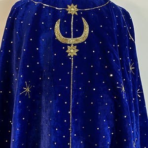 Custom Starry Night Cloak Golden Embroidery Velvet Cape Celestial ...