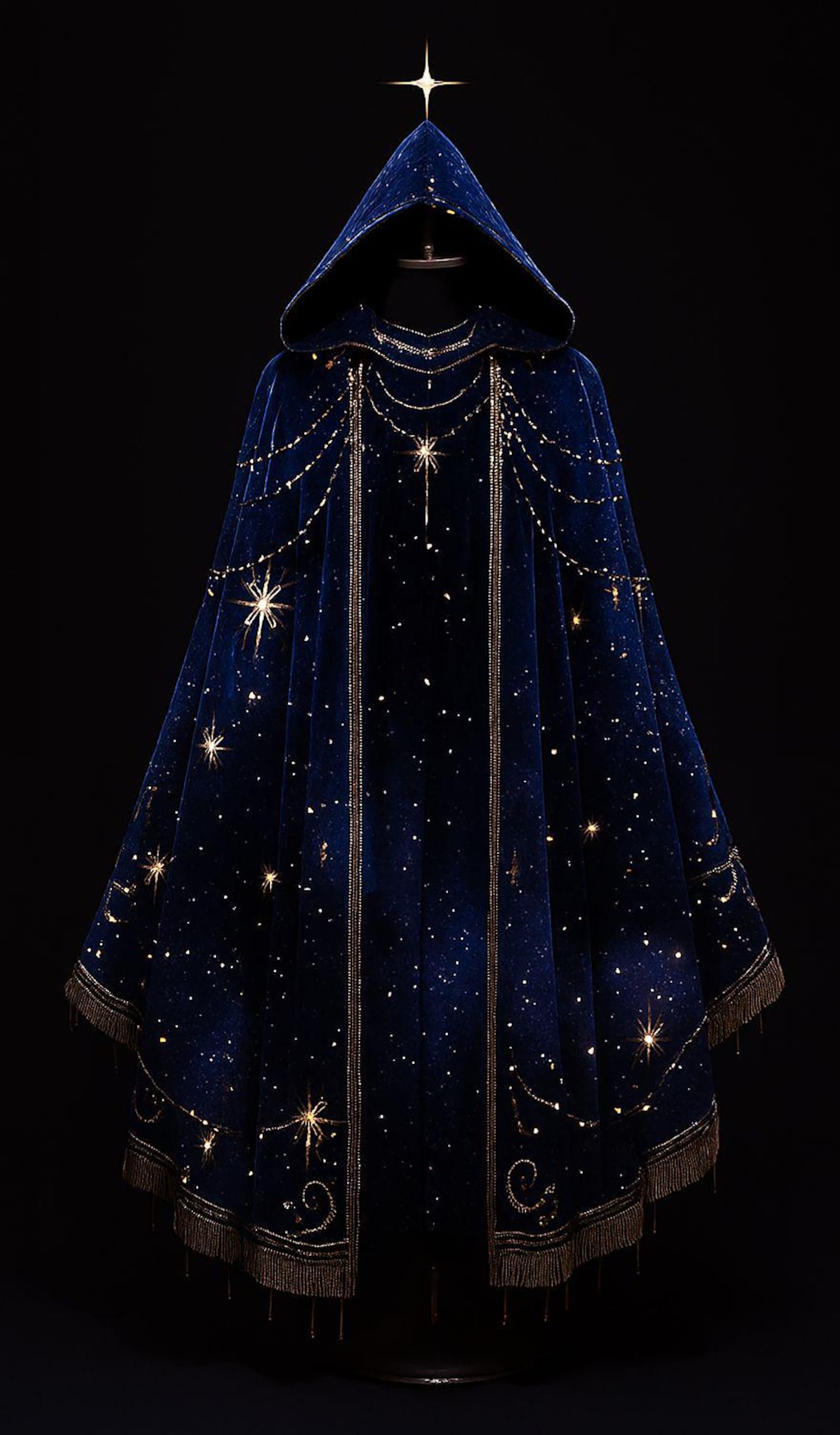 Custom Starry Night Cloak Golden Embroidery Velvet Cape Celestial ...