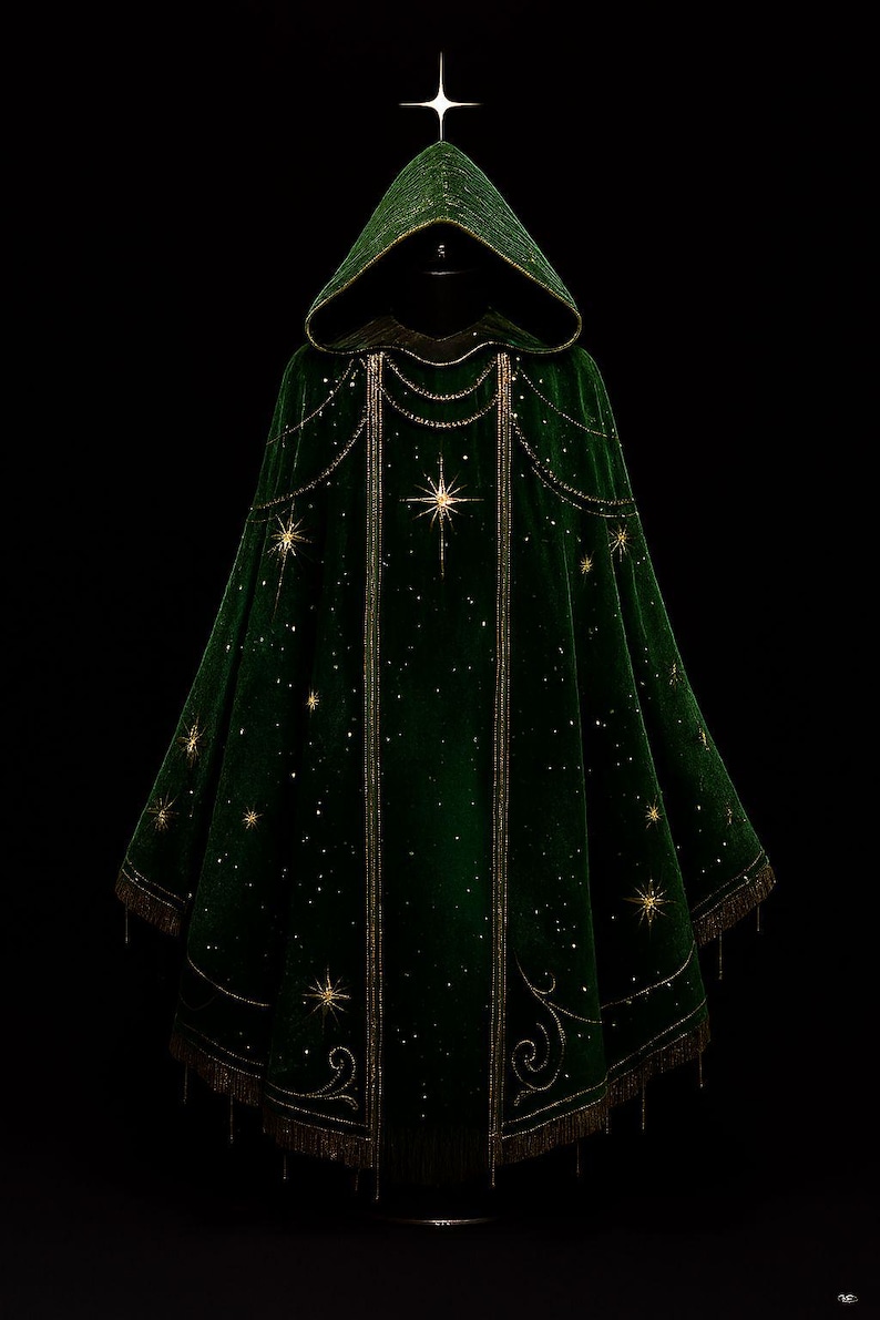 Custom Starry Night Cloak Golden Embroidery Velvet Cape Celestial ...
