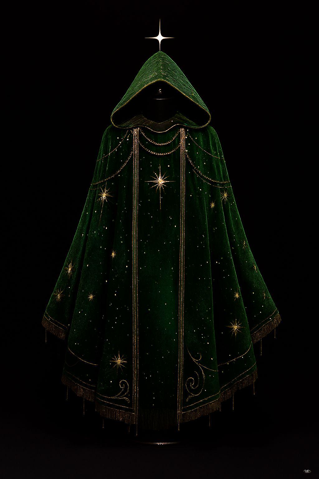 Custom Starry Night Cloak Golden Embroidery Velvet Cape Celestial ...