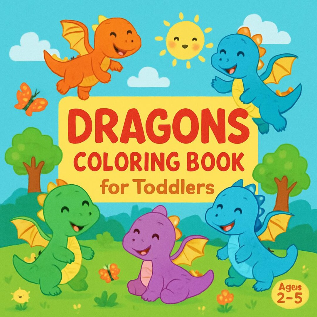 Dragons Coloring Book for Toddlers – Cute & Easy Dragon Friends (ages 2 ...