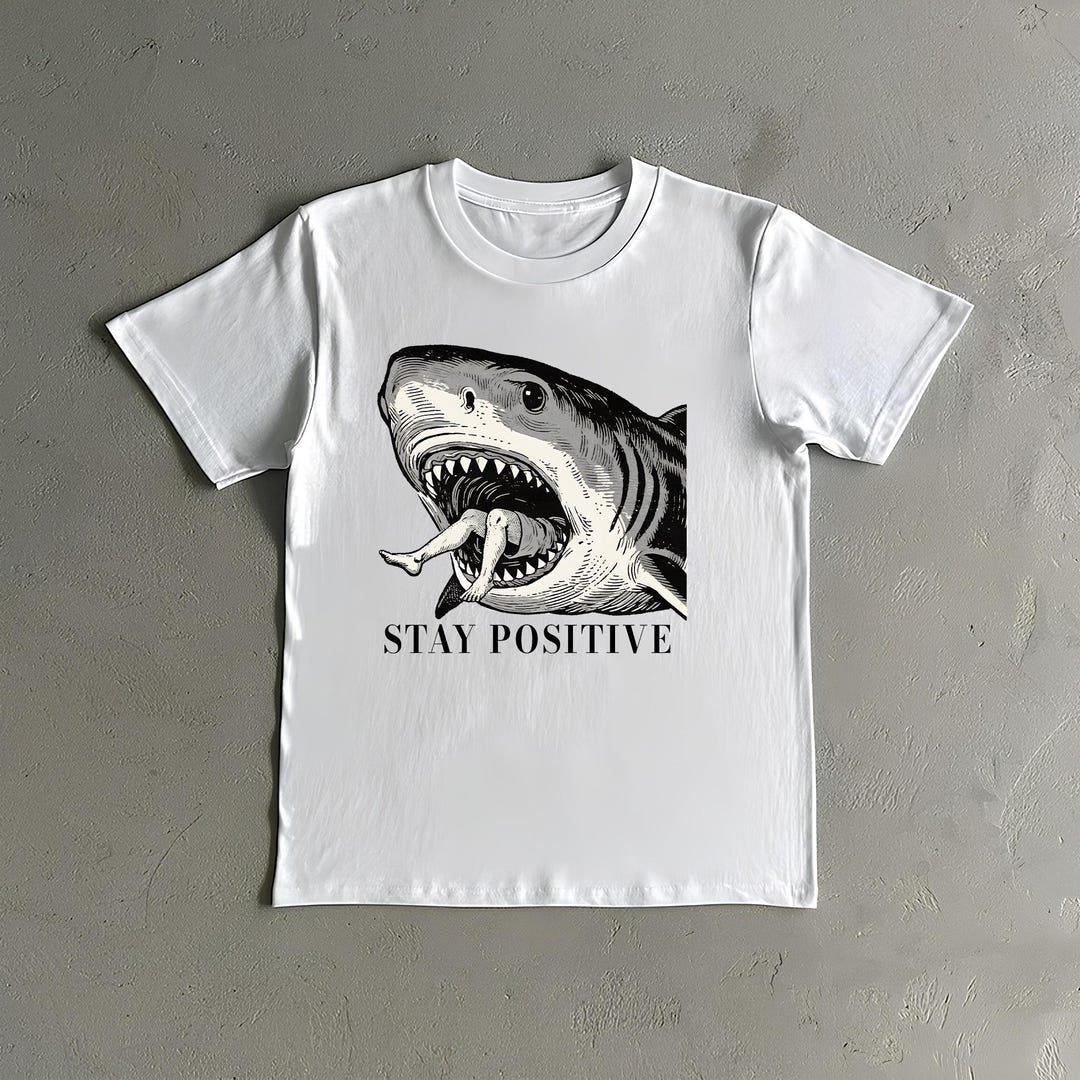 Stay Positive Shark Shirt - Dark Humor T-shirt - Etsy