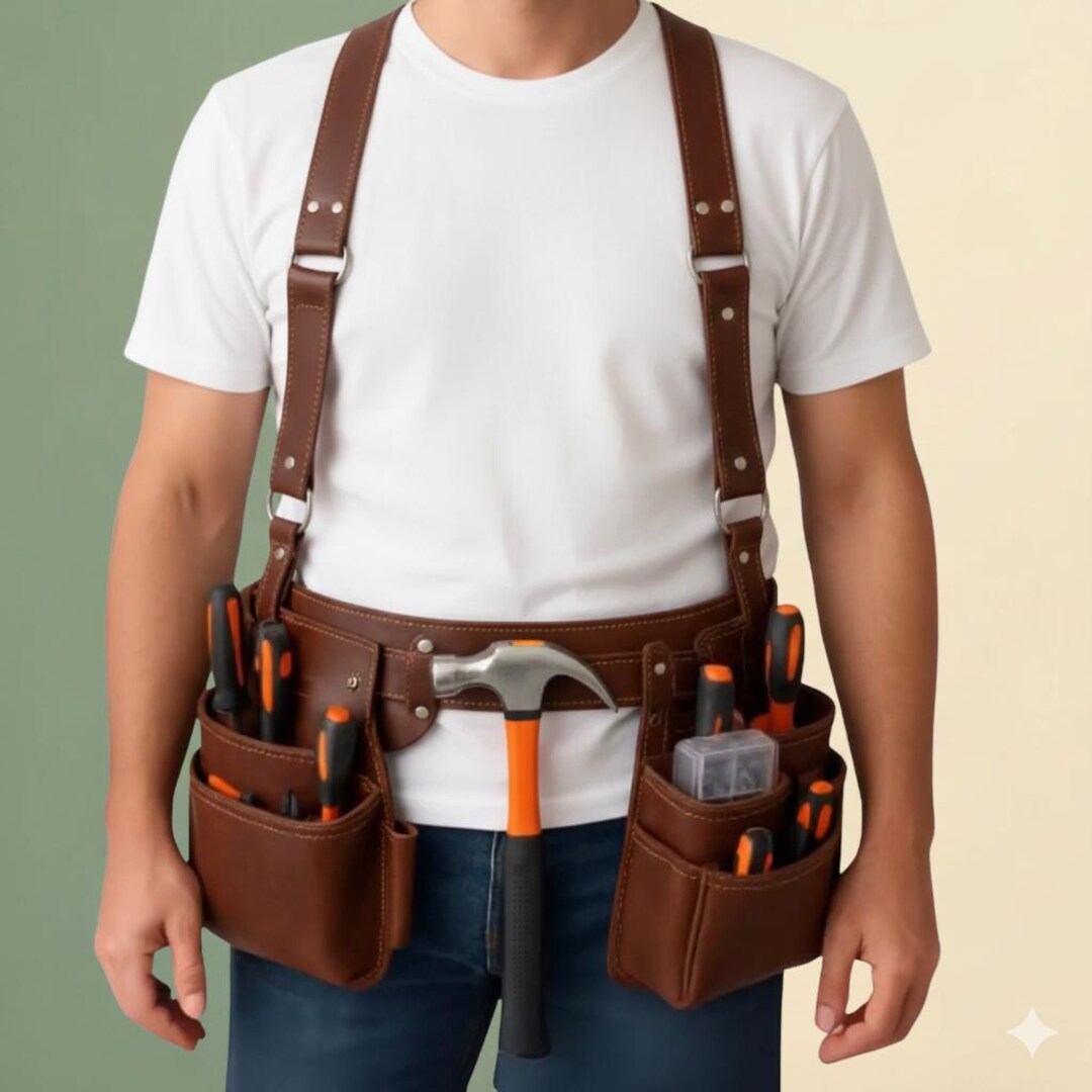 Handmade Full-grain Leather Tool Belt With Suspenders - Etsy