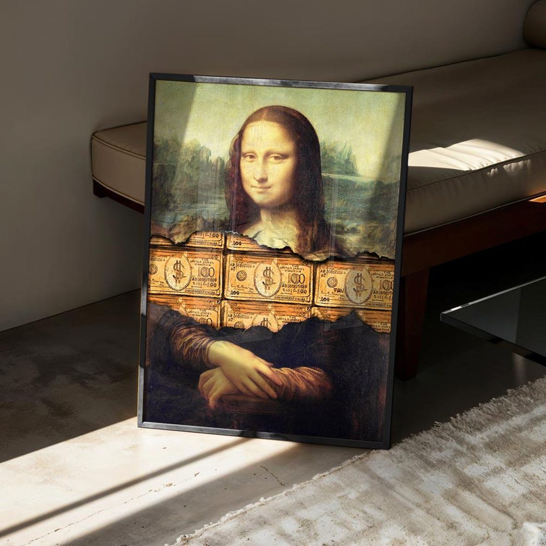 Mona Lisa Money Poster | Gold Bars Motivation Wall Art | Modern Pop ...