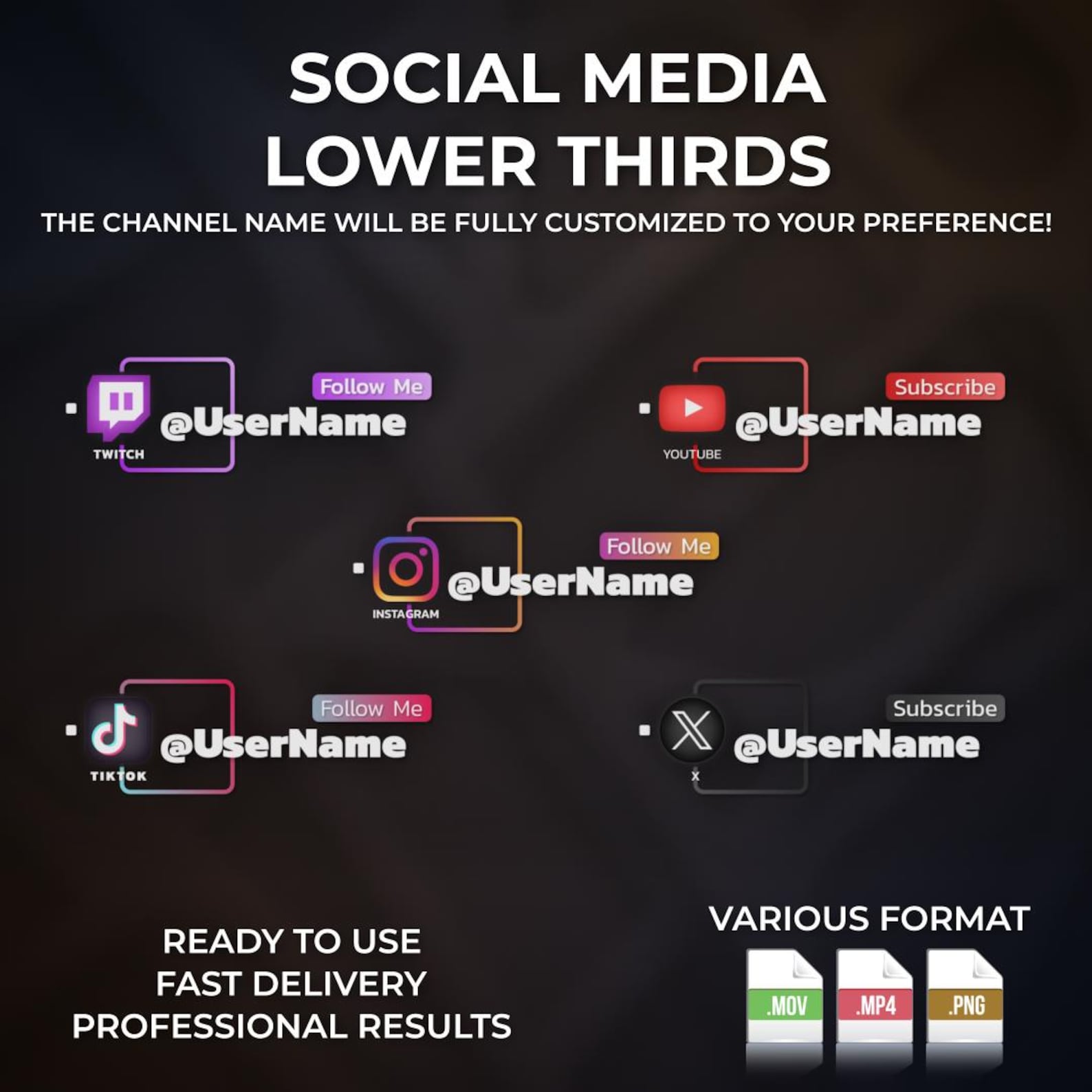 Custom Animated Social Media Overlay for Twitter Twitch Tiktok Discord ...