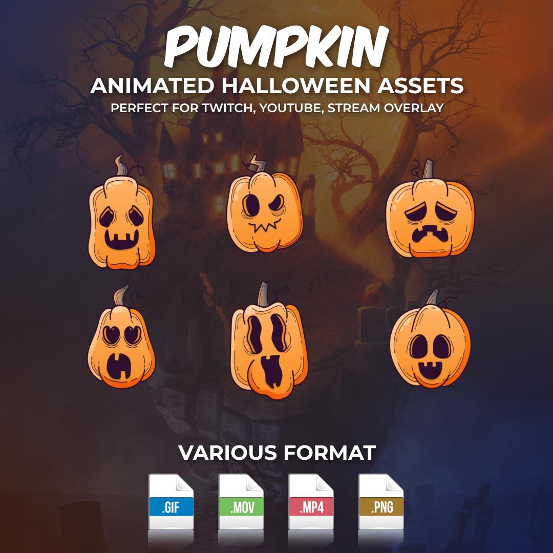 Animated Pumpkin Emote Icon: Twitch Youtube Stream Overlay (digital ...