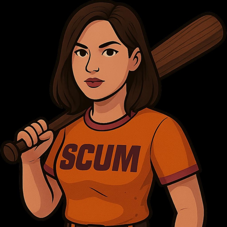 SCUM Twitch Emote – Cool Woman/girl With Baseball Bat | Emote PNG for ...
