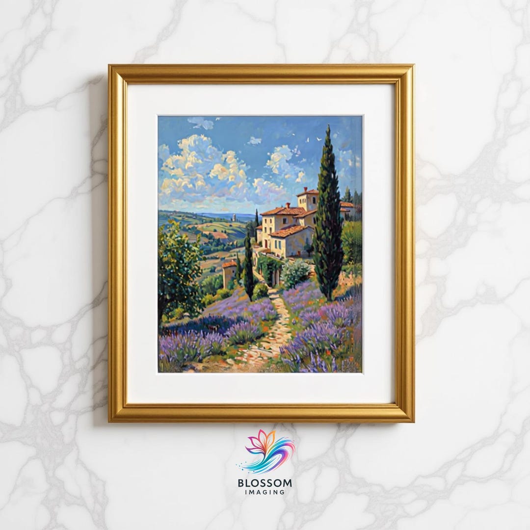 Tuscan Villa Wall Art, Italian Countryside Print, Lavender Field Art ...