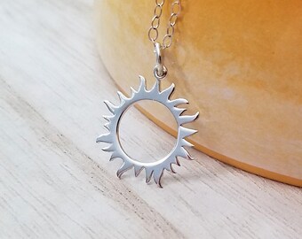 Tiny Sun Necklace Sterling Silver Sun Necklace Sunburst | Etsy