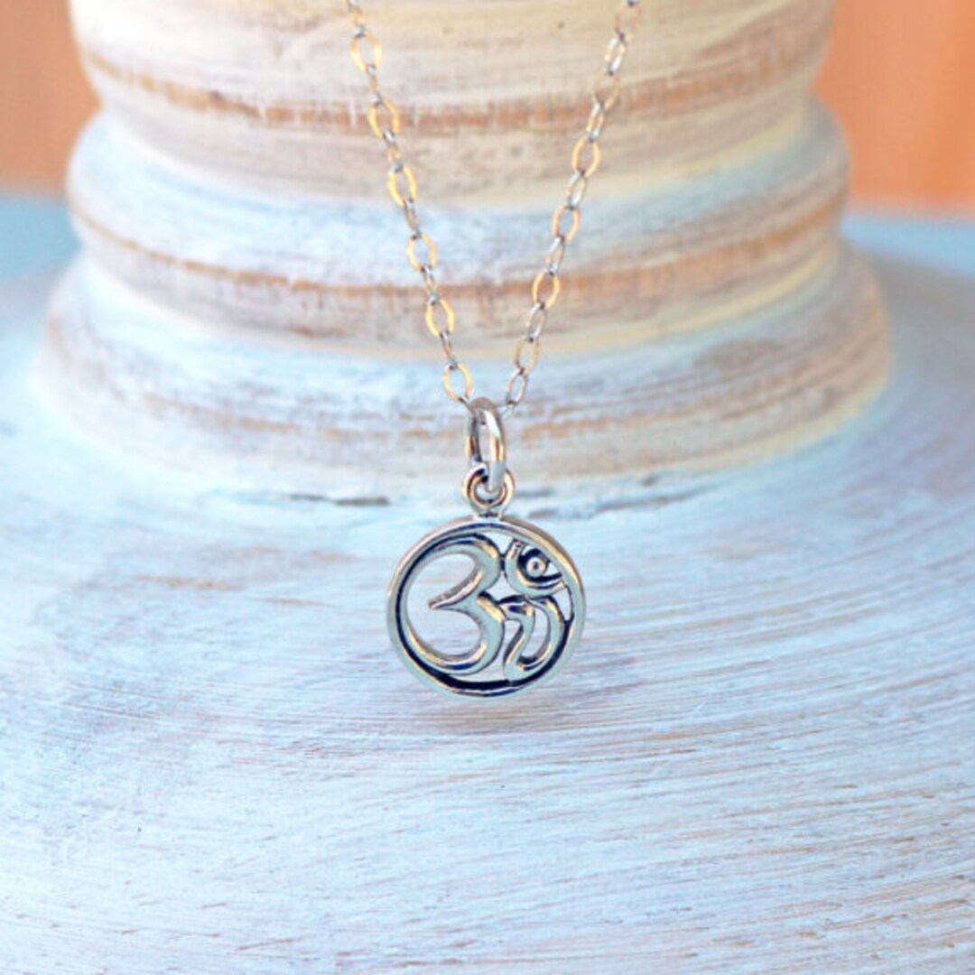 Tiny Om Sterling Silver Necklace, Sterling Silver Ohm Necklace, Ohm ...