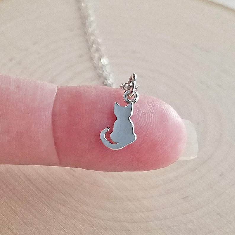 Tiny Cat Necklace Sterling Silver Tiny Cat Necklace Cat | Etsy