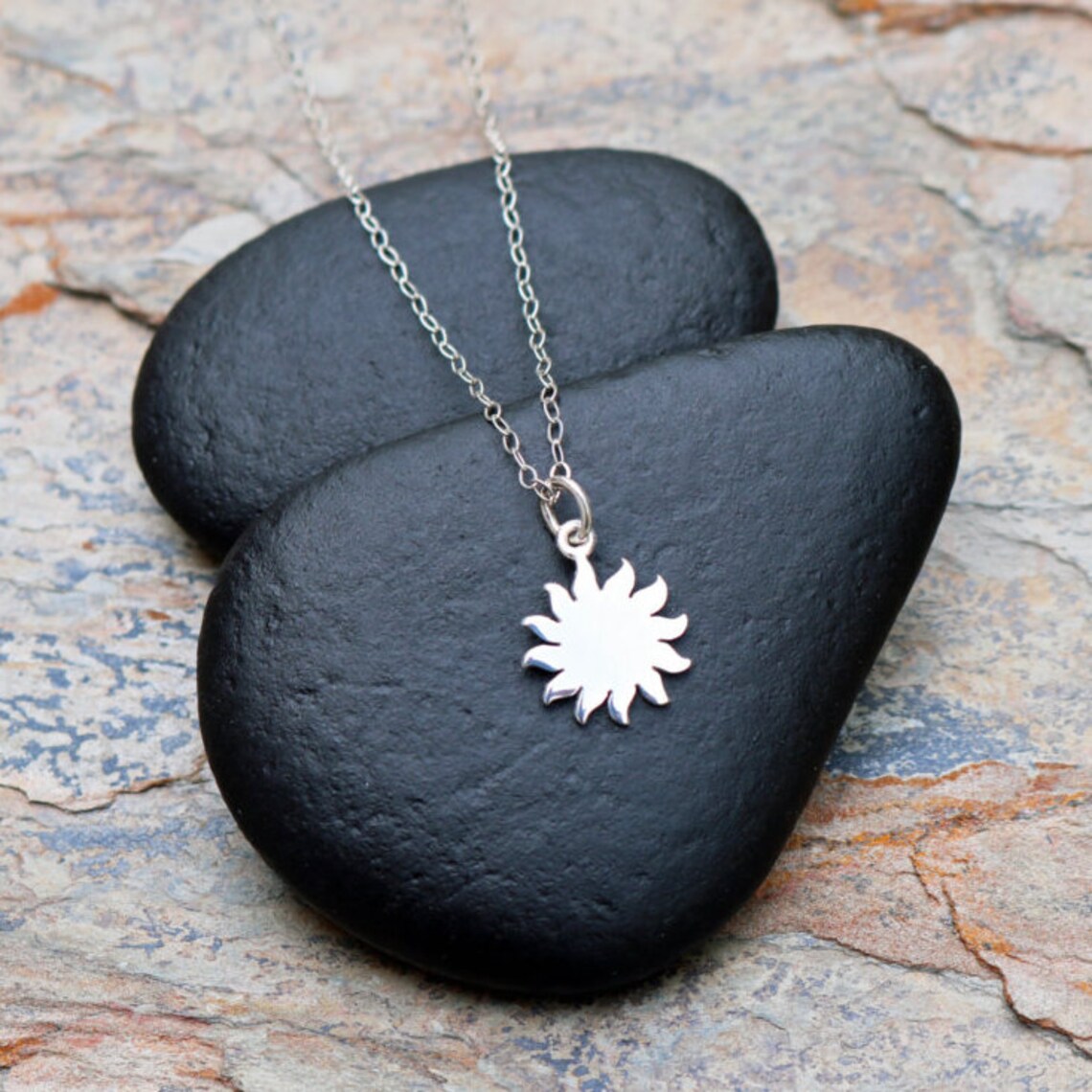 Tiny Sun Necklace Sterling Silver Sun Necklace Sunburst - Etsy