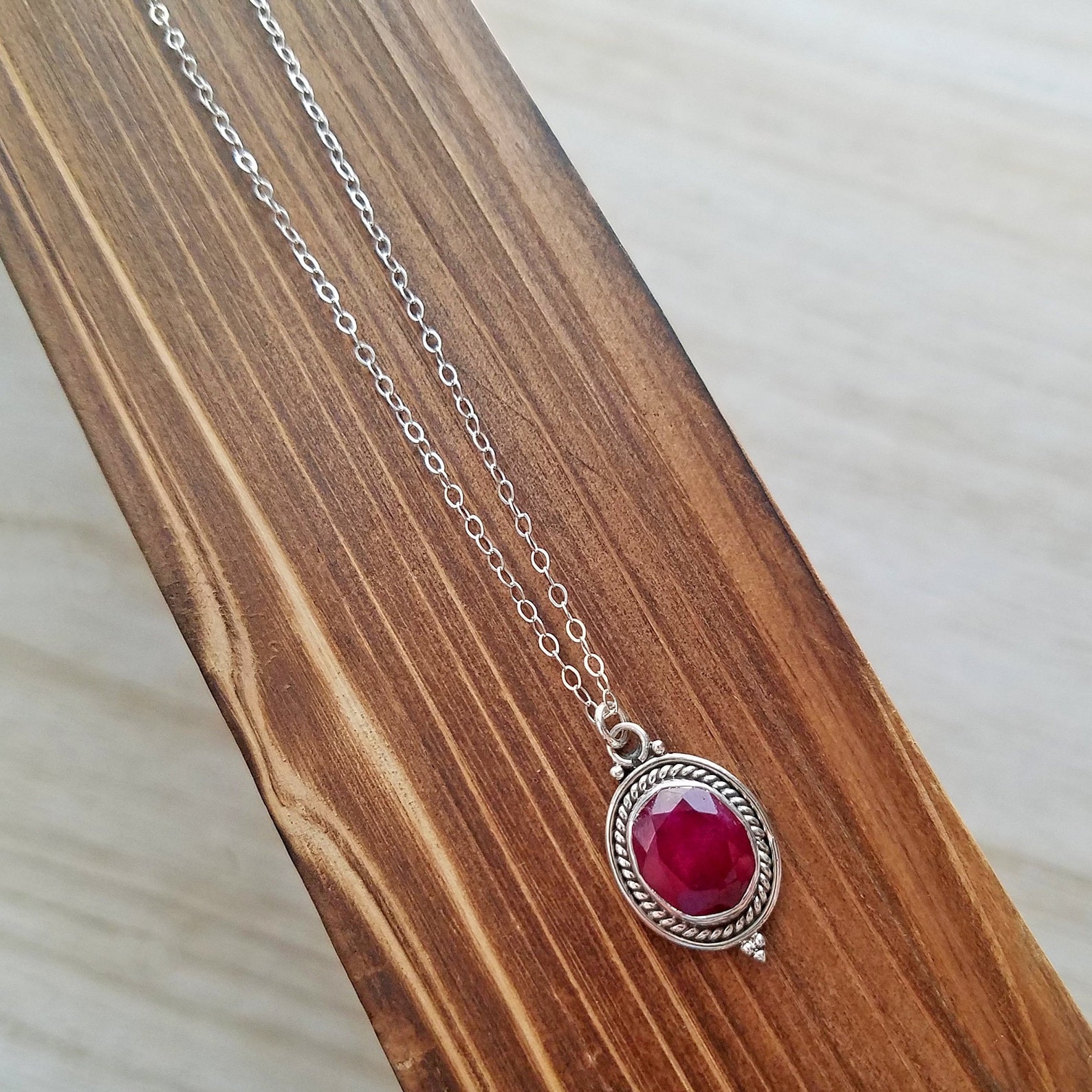 Ruby Quartz Necklace Sterling Silver Ruby Quartz Necklace | Etsy