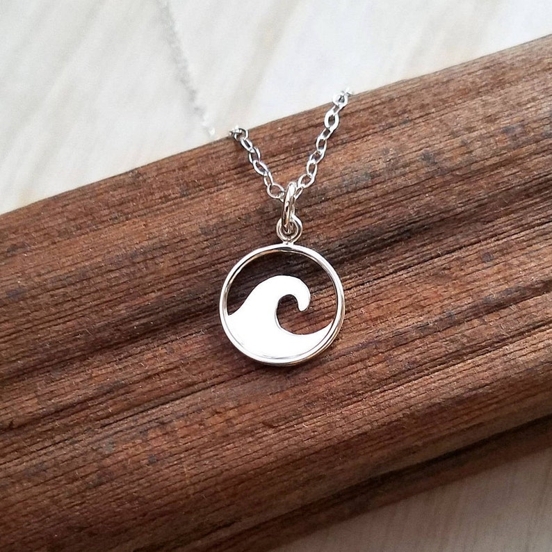 Wave Necklace Sterling Silver Ocean Wave Necklace Ocean Wave | Etsy