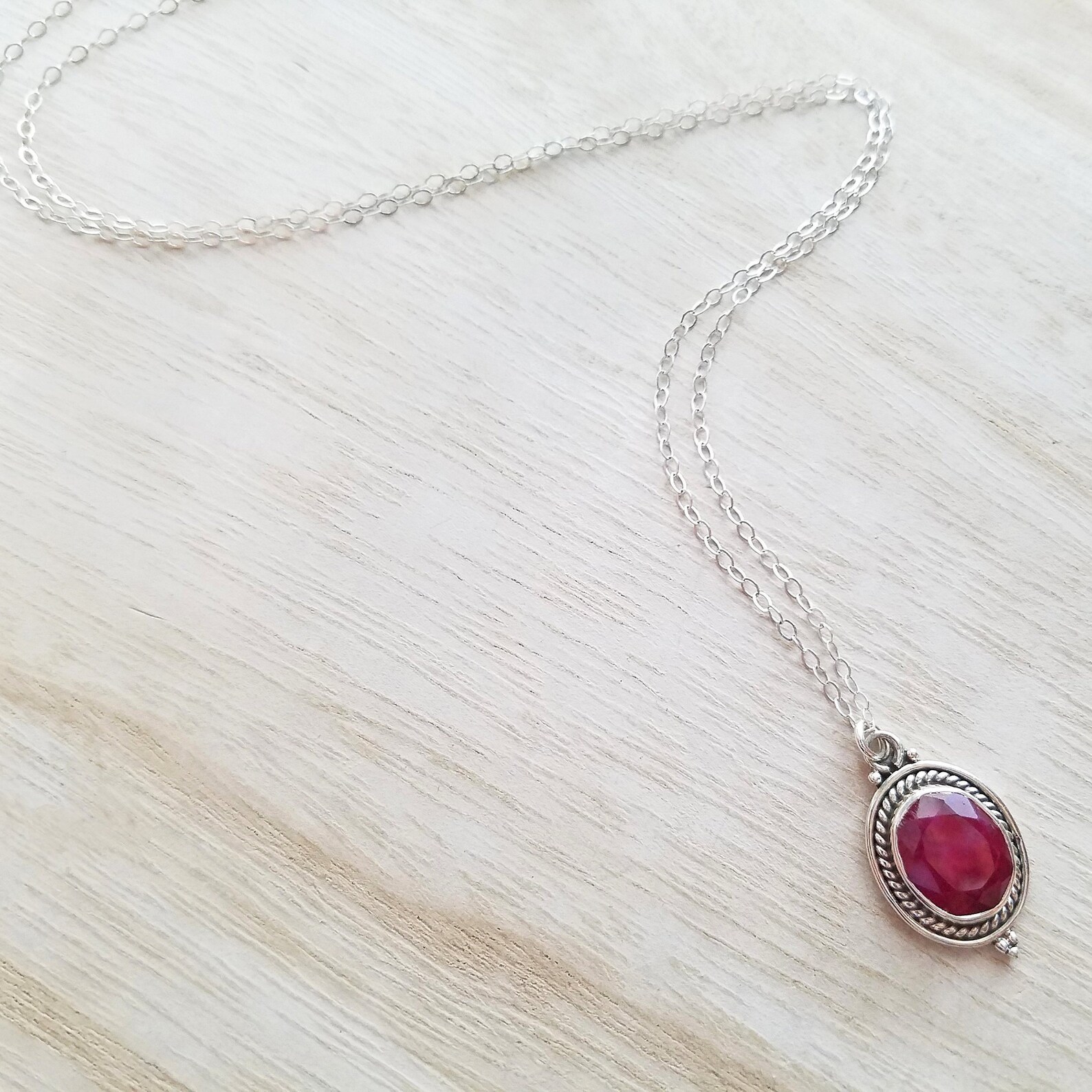 Ruby Quartz Necklace Sterling Silver Ruby Quartz Necklace | Etsy