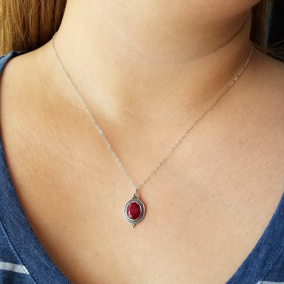 Ruby Quartz Necklace Sterling Silver Ruby Quartz Necklace | Etsy