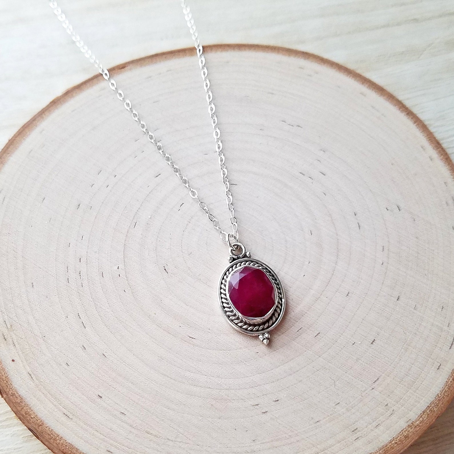 Ruby Quartz Necklace Sterling Silver Ruby Quartz Necklace | Etsy