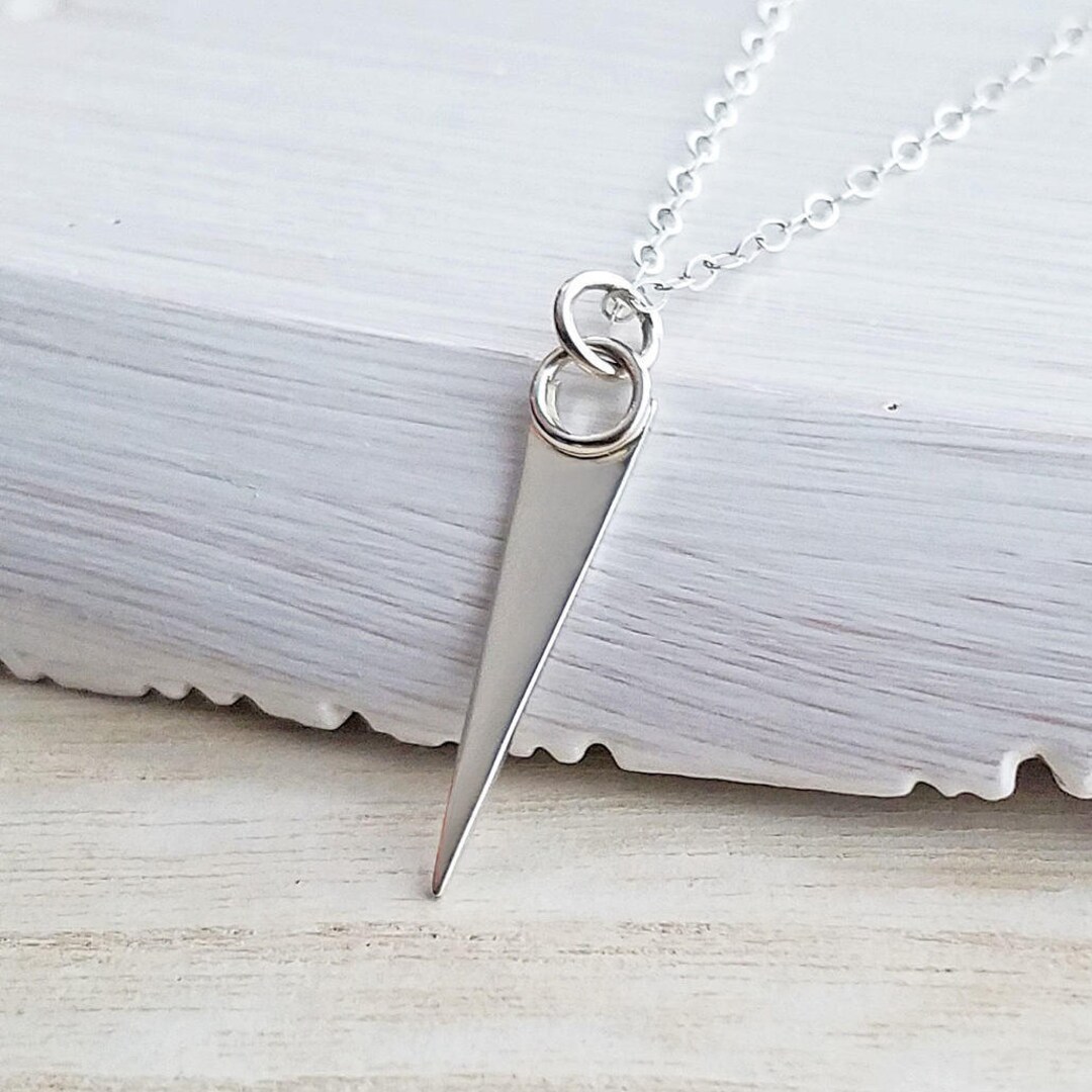 Spike Necklace, Sterling Silver Spike Necklace, Flat Spike Necklace ...