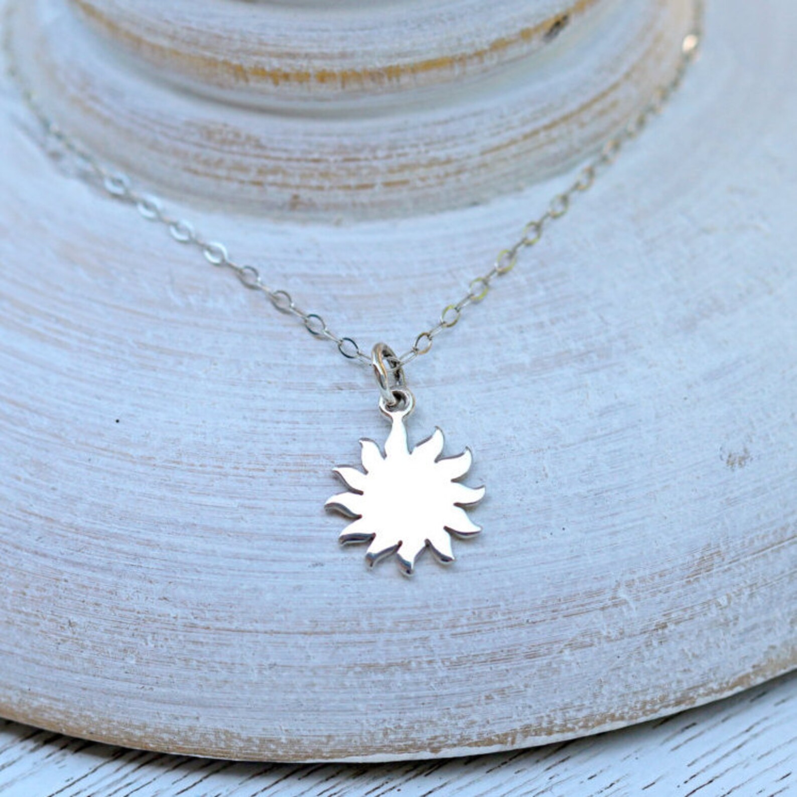 Tiny Sun Necklace Sterling Silver Sun Necklace Sunburst - Etsy