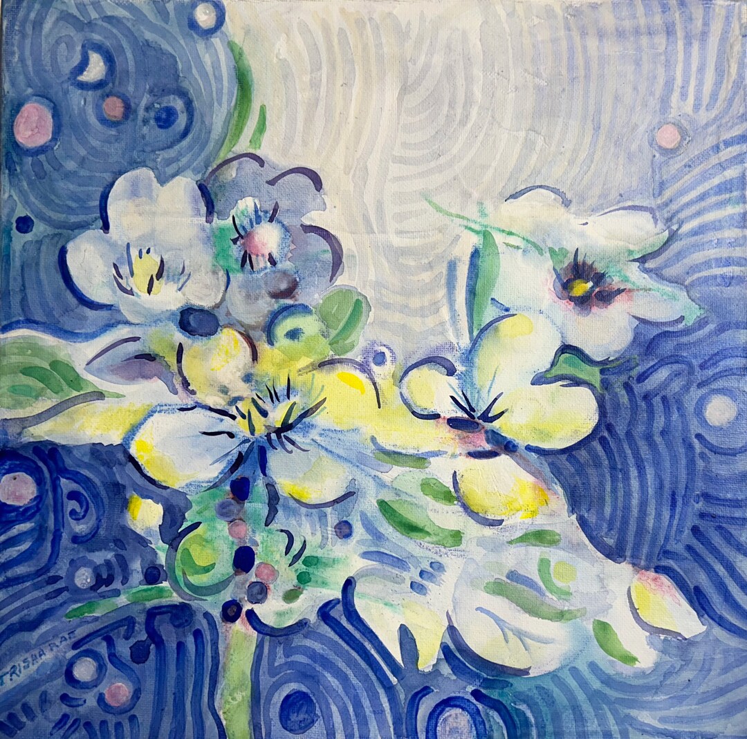 Pollen Season Watercolor Painting, 12x12 Floral Canvas Decor - Etsy