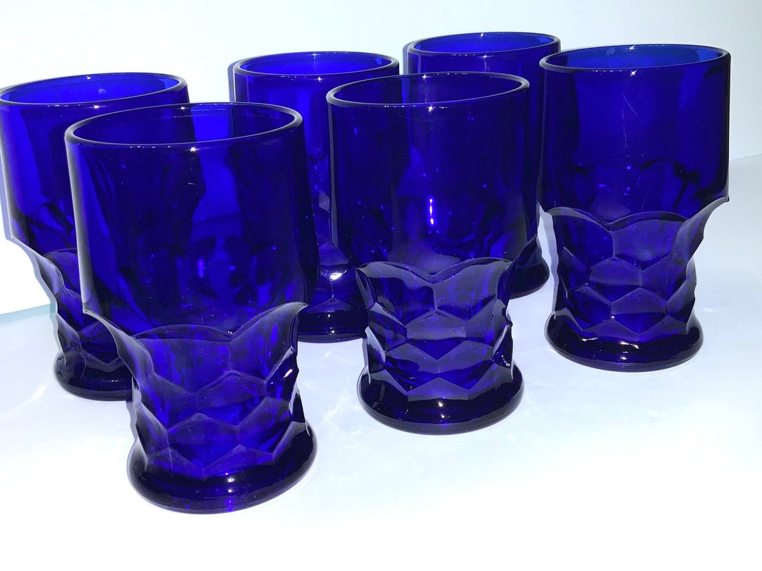 Mosser Cobalt Georgia Glassware 6 8oz Juice Tumblers, High Ball Glasses ...