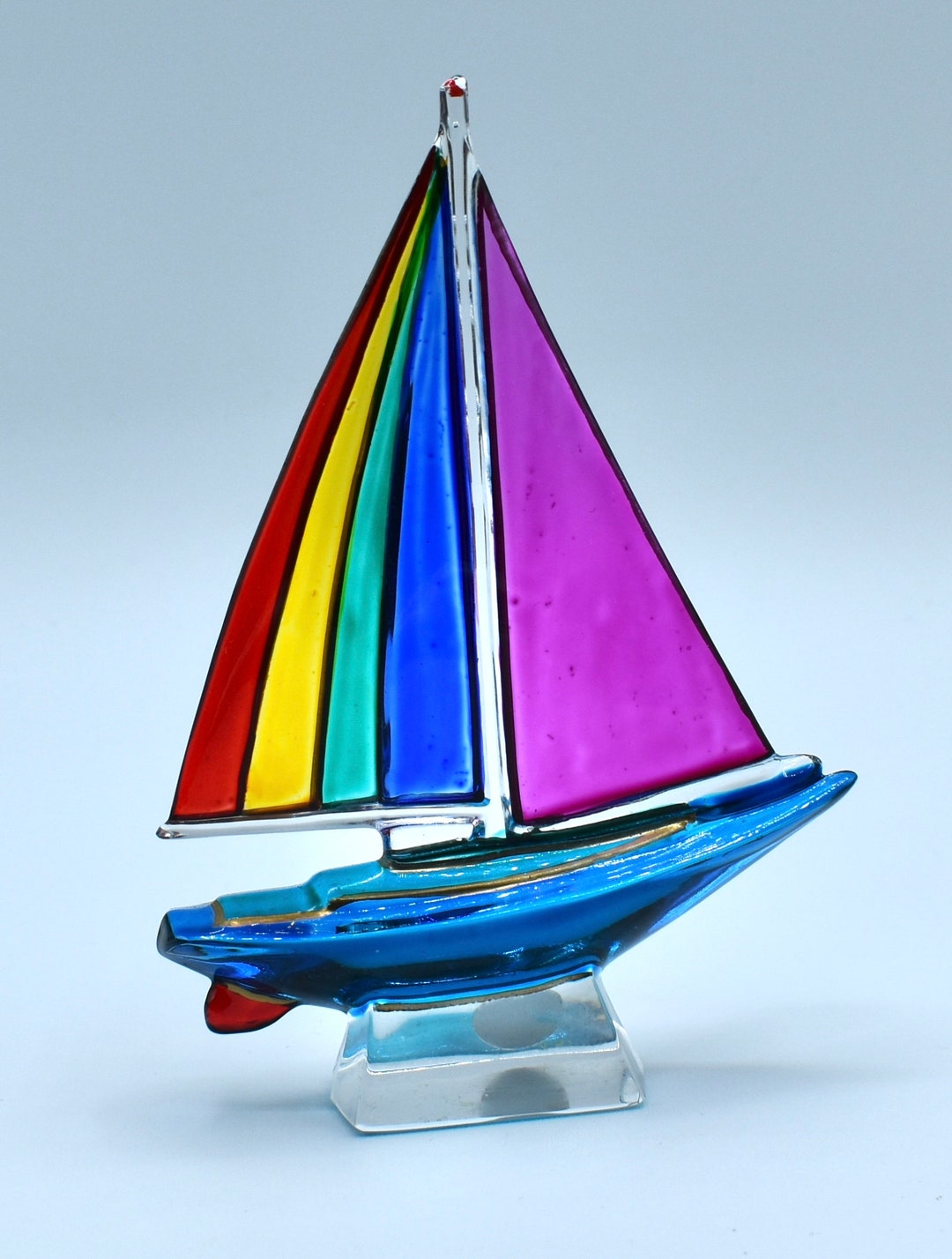 Hand Painted Glass Sail Boat Made in Venice Italy - Etsy
