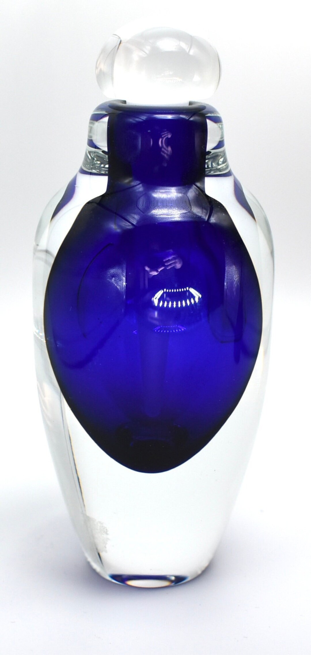 Blown Glass Cobalt Perfume Bottle With Stopper, Clear Stopper Top With ...