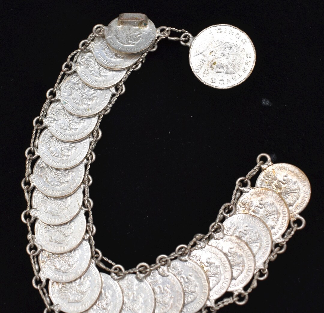 Vintage Mexican Cingo Centavds 1960s Coin Charm Bracelet 21 Coins - Etsy