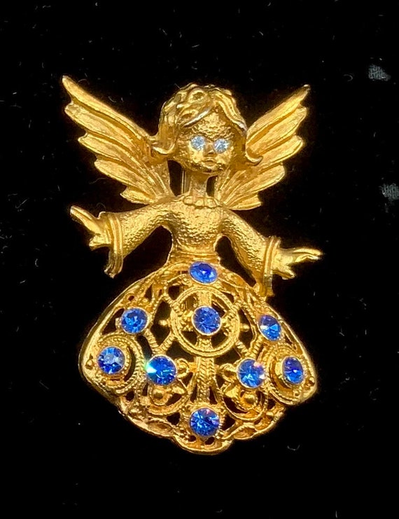 Vintage angel rhinestone brooch - Gem