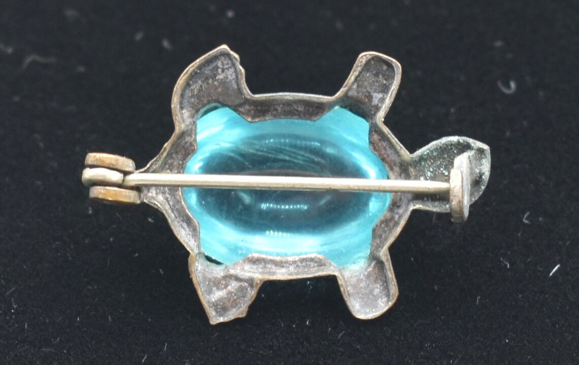 Antique Jelly Belly Turtle Pin, Blue Glass C-clasp, 1880s-1900s - Etsy
