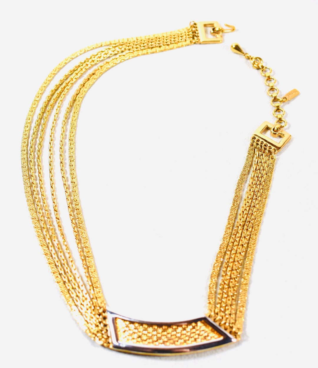Vintage Monet Gold Plated Chain With 6 Strands Attached to the Center ...