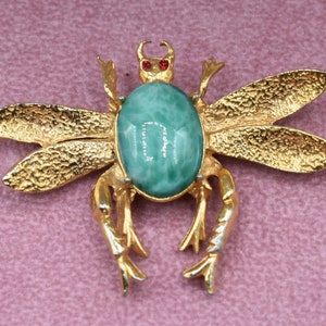 Turquoise Glass Belly Insect Brooch Pin Gold Tone, Jelly Belly Bug ...