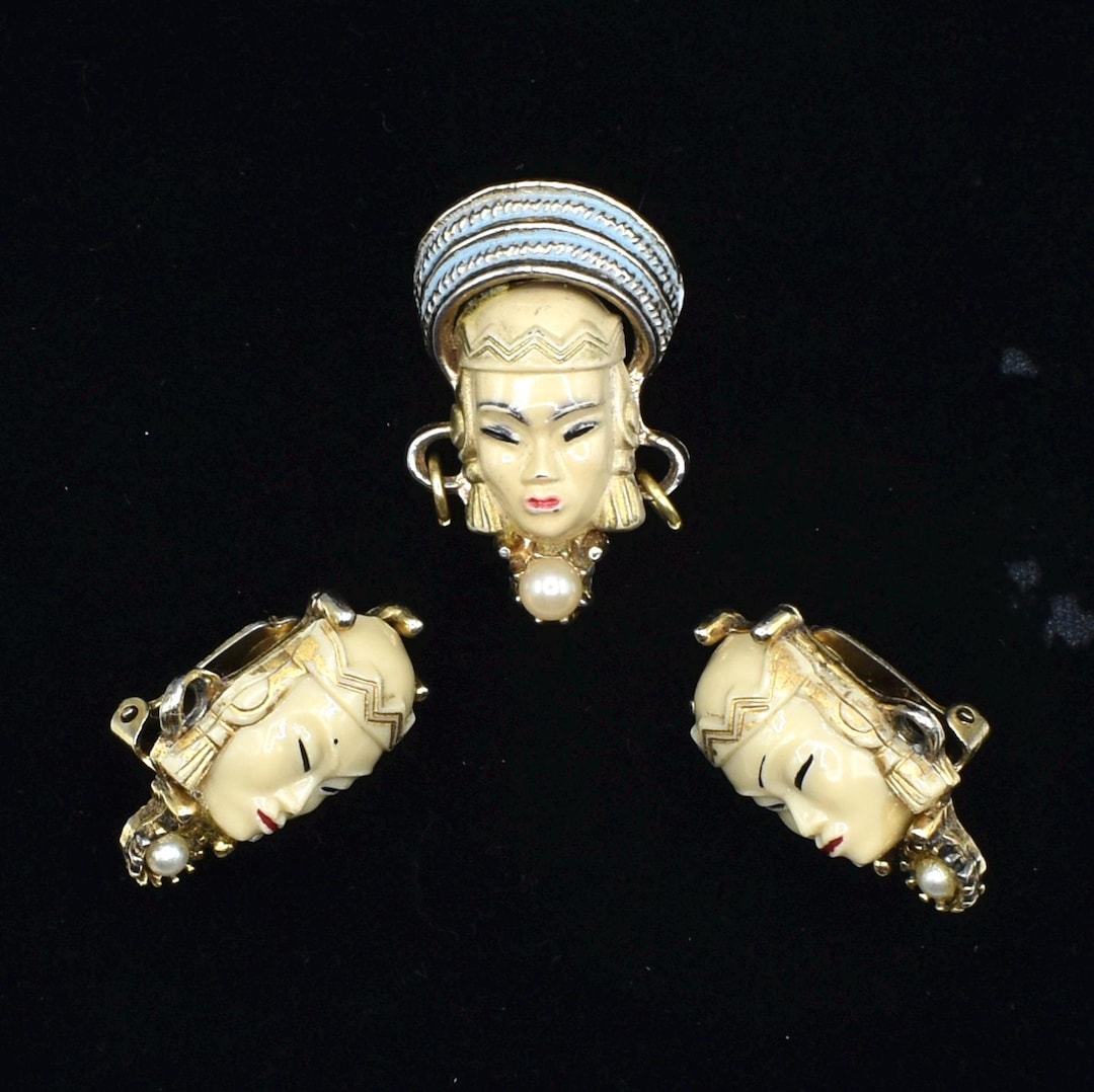 Selro Selini Asian Princess Brooch and Earrings - Etsy