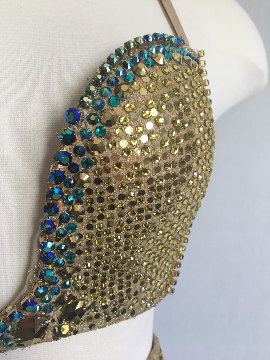 Bedazzled Bra and Shimmy Belt Set / Deep U Push up Plunge Bra & High ...