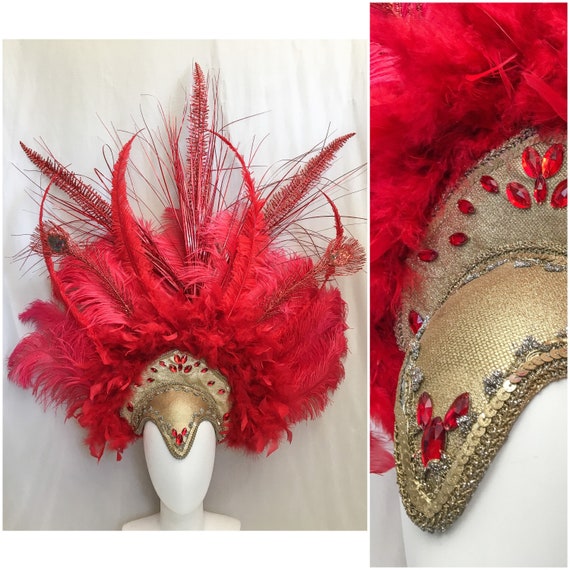 Red Headdress / Carnival Showgirl Headdress / Large Samba | Etsy