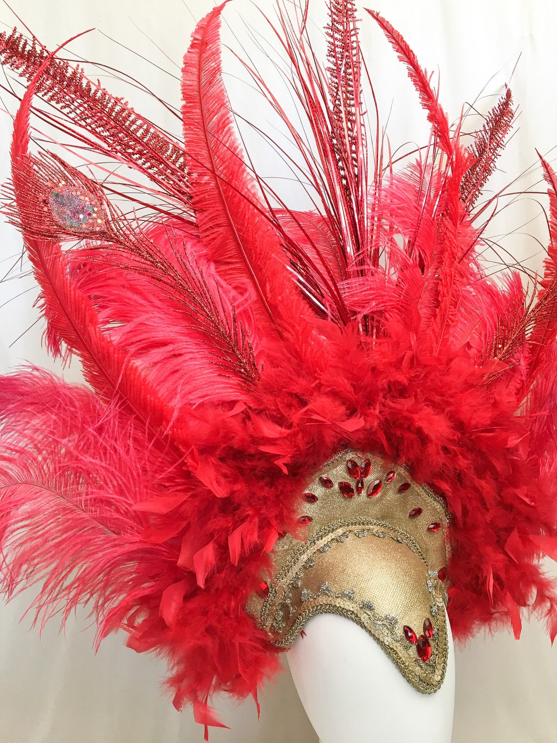 Red Headdress / Carnival Showgirl Headdress / Large Samba Headdress ...