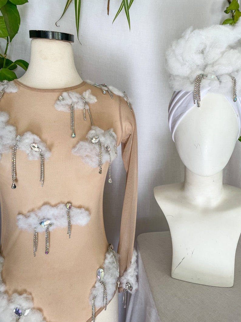 Rain Clouds Surrealist Burlesque Aerial Illusion Mesh Couture Costume ...