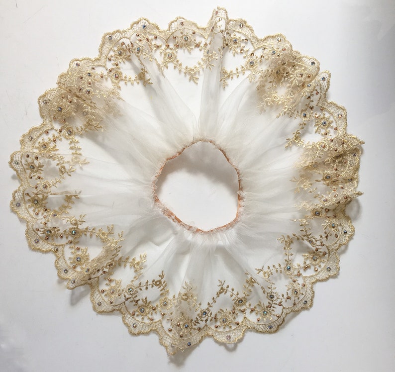 Lace Ruff / French Lace Ruffle Collar / White & Gold Lace Circus ...