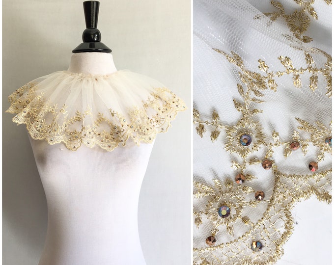 Lace Ruff / French Lace Ruffle Collar / White & Gold Lace Circus ...